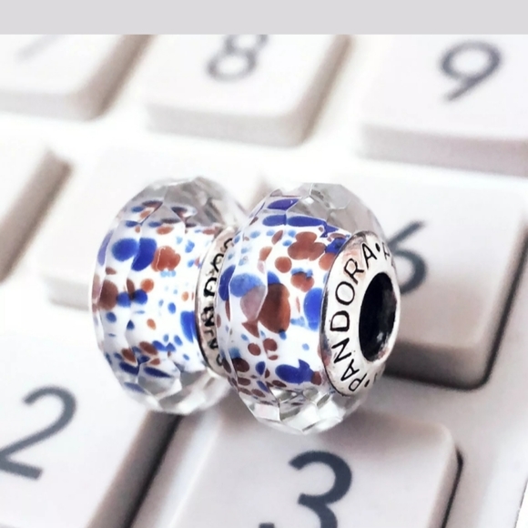 Pandora | Jewelry | Pandora Pair Of Blue Ocean Glass Muranos | Poshmark